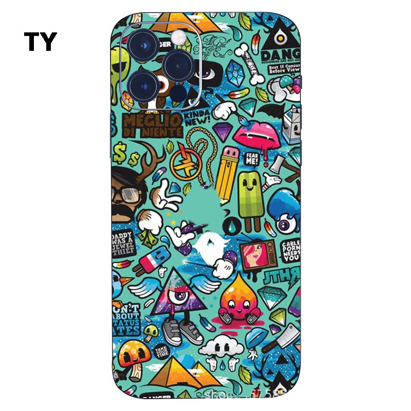 3D Colorful Wraps Stickers for iPhone 13 Pro Max / 13 Pro Cartoon Decal ...