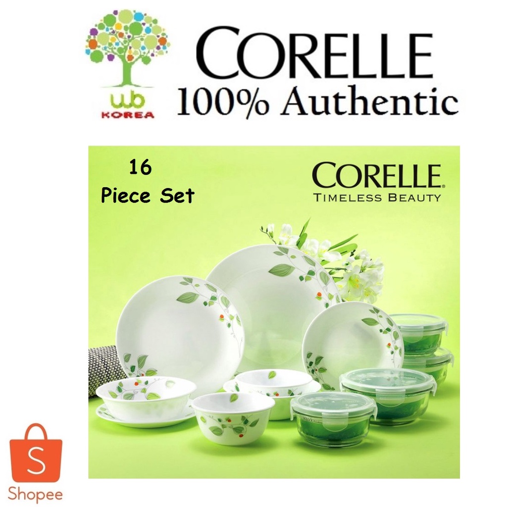 CORELLE Dinnerware 16 Piece Set Green Breeze | Shopee Philippines