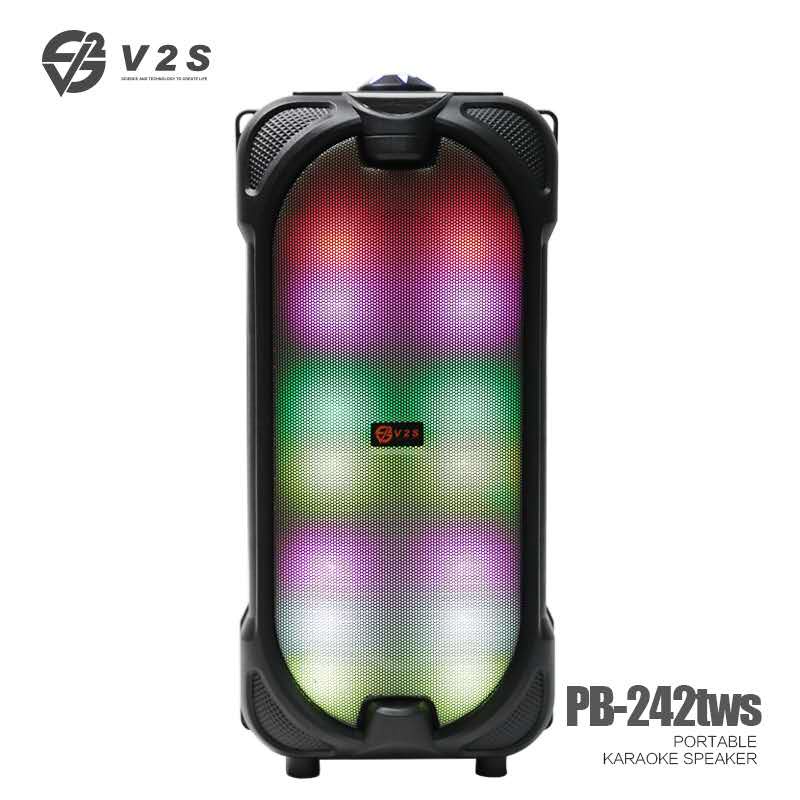 V2S PB-242TWS Wireless Bluetooth Portable Karaoke Speaker RGB Light ...