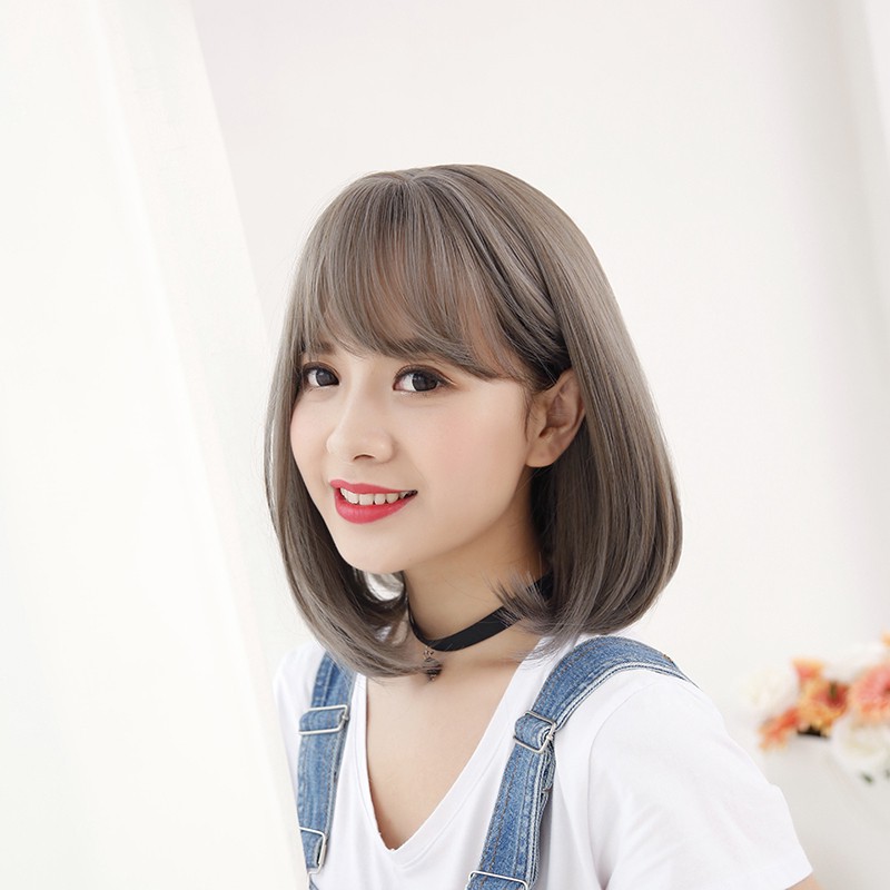 Women's wigs Air bangs Bobo head micro curl wig Inner buckle clavicle ...