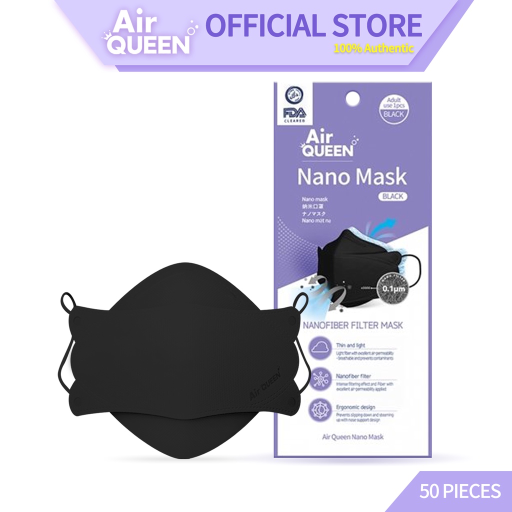 50pcs Black Air Queen Nano Fiber Mask (Black) | Shopee Philippines