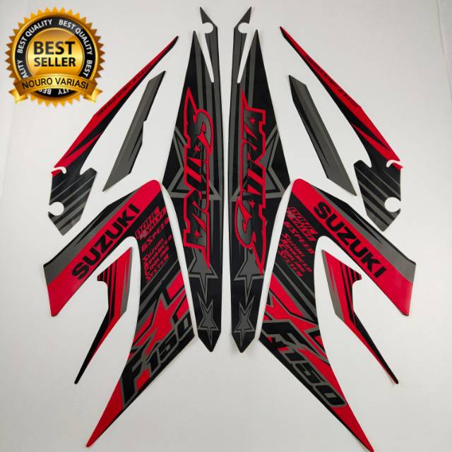 MERAH HITAM Striping suzuki satria fu f 150 2014 black red standard ...