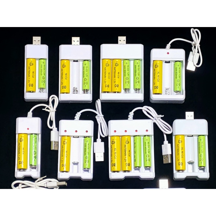 AA and AAA rechargeable batteries with charger set/ Or Battery ONL ...