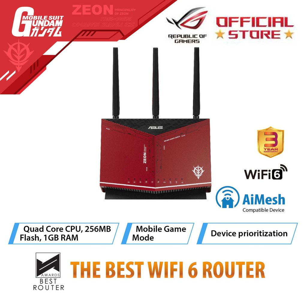 Asus RT-AX86U Zaku II Edition AX5700 Dual Band WiFi 6 Extendable Router ...