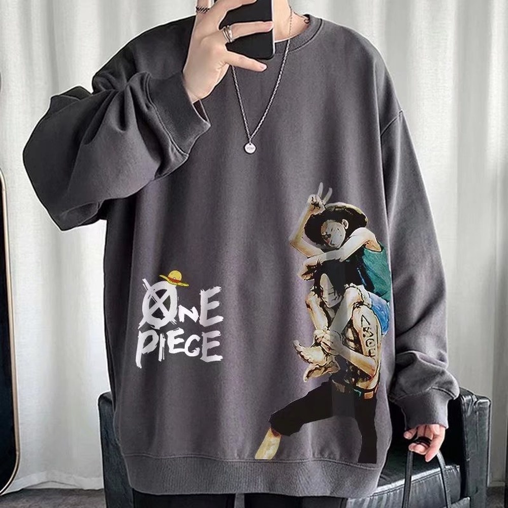 【M-8XL 】5 Colors Korean Fashion One Piece Luffy Printed Loose Round ...