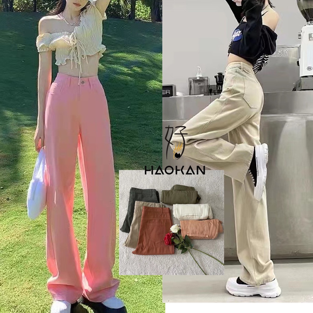 Neutral Baggy Pants Wide Legshigh Waist Pants For Women Men Brown Pants