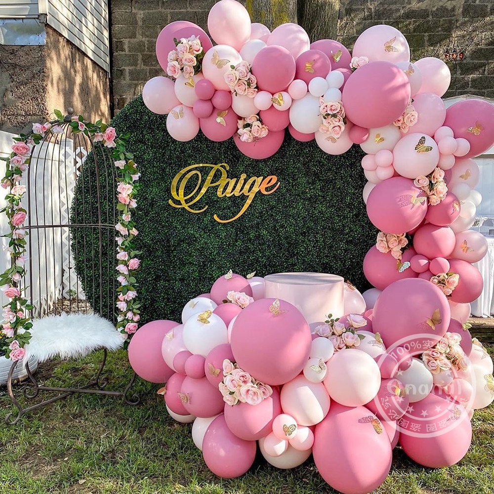 112Pcs Rose Red Balloon Arch Garland Kit Macaron Pink Balloons ...