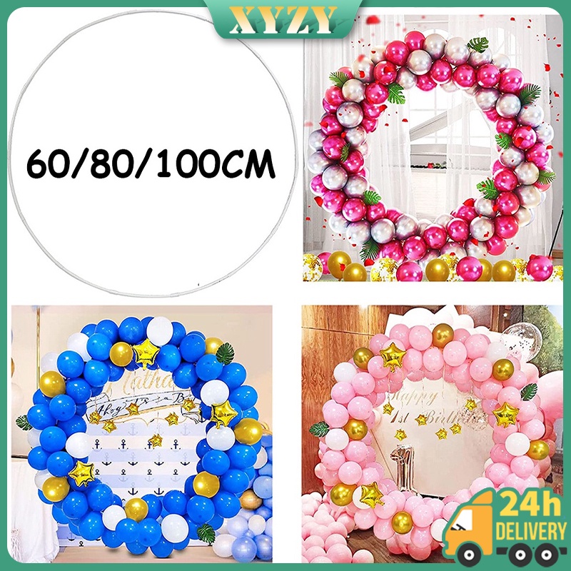 60/80/100CM Round Balloon Circle Arch Kit Stand Wreath Balloon Hoop ...