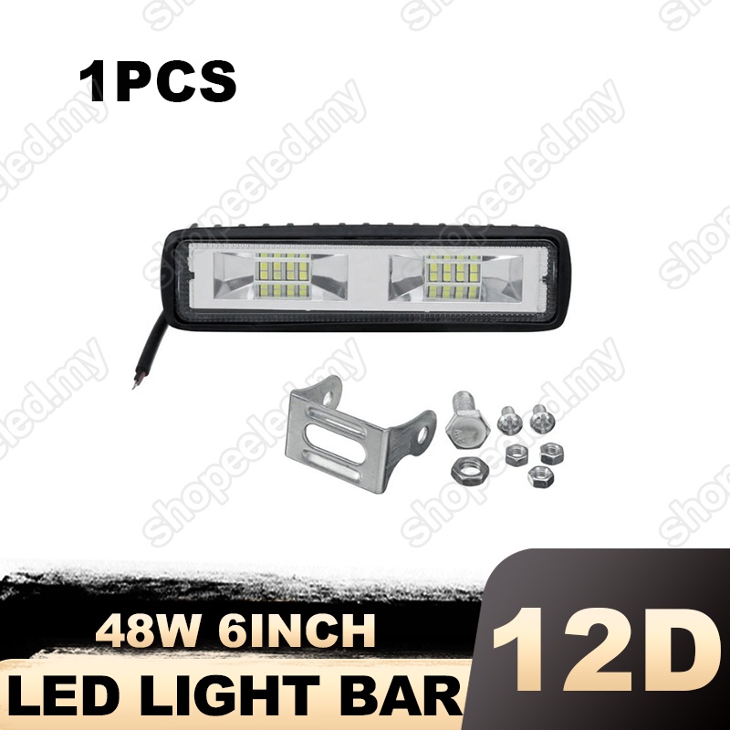 2 pcs 48W 12V 16 LED Car/SUV/Off-Road Work Light Bar Spot Beam Driving ...