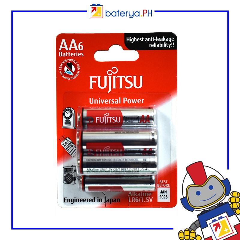 Alkaline Battery AA LR-6 1.5V (6 pcs / 1 Pack) Fujitsu | Shopee Philippines
