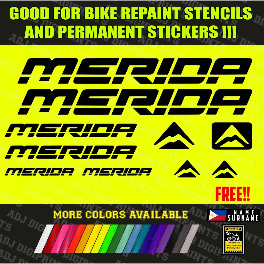 MERIDA Bike Frame Set STENCILS Stickers MORE COLORS VINYL | Shopee ...