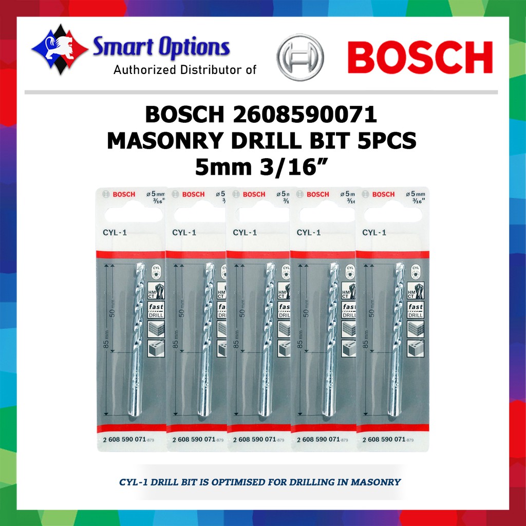 Bosch Masonry Drill Bits 2608590071 3/16 5pcs | Shopee Philippines