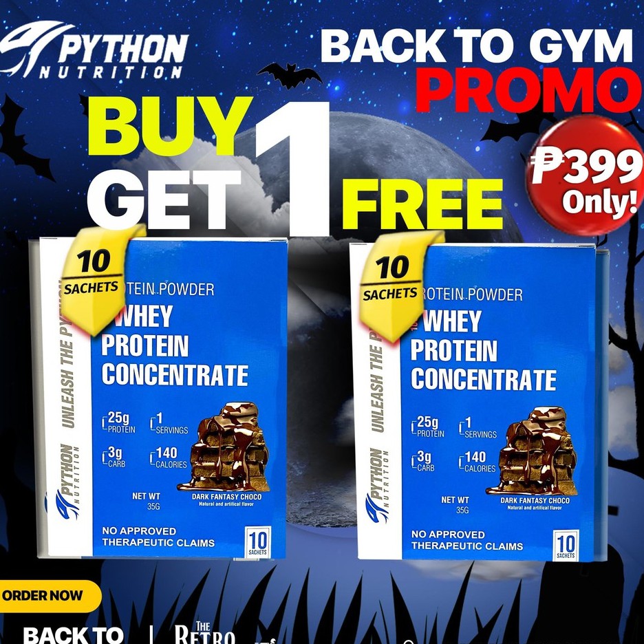 PROMO Python 100% Whey Protein Box (10 sachet) Buy 1 Take 1 (Total of ...