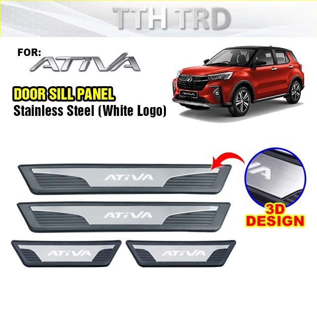 Perodua Ativa Model V Design Door Side Sill Panel White Logo Stainless ...