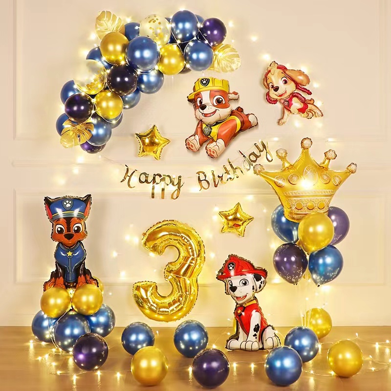 Paw Patrol Theme Balloons Party Decorations Metallic Balloon 32inch Number Balloon Baby Shower ...