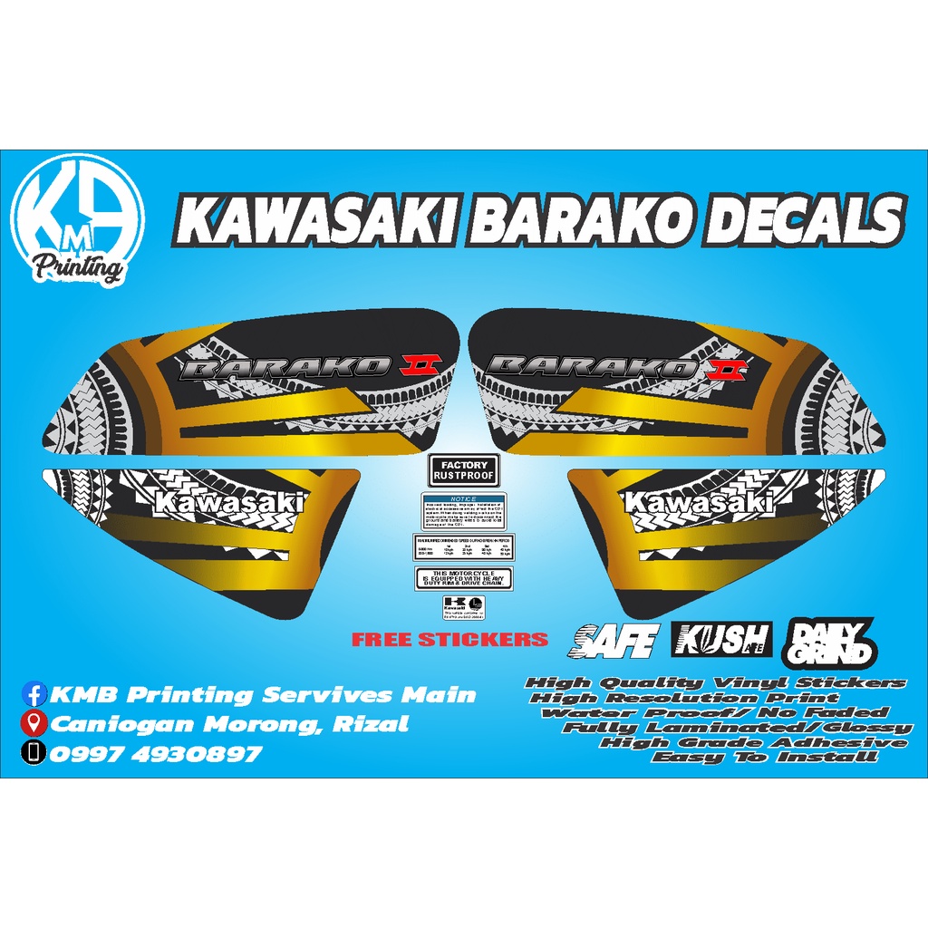 Kawasaki Barako 2 BYellow Stock Sticker Decals | Shopee Philippines