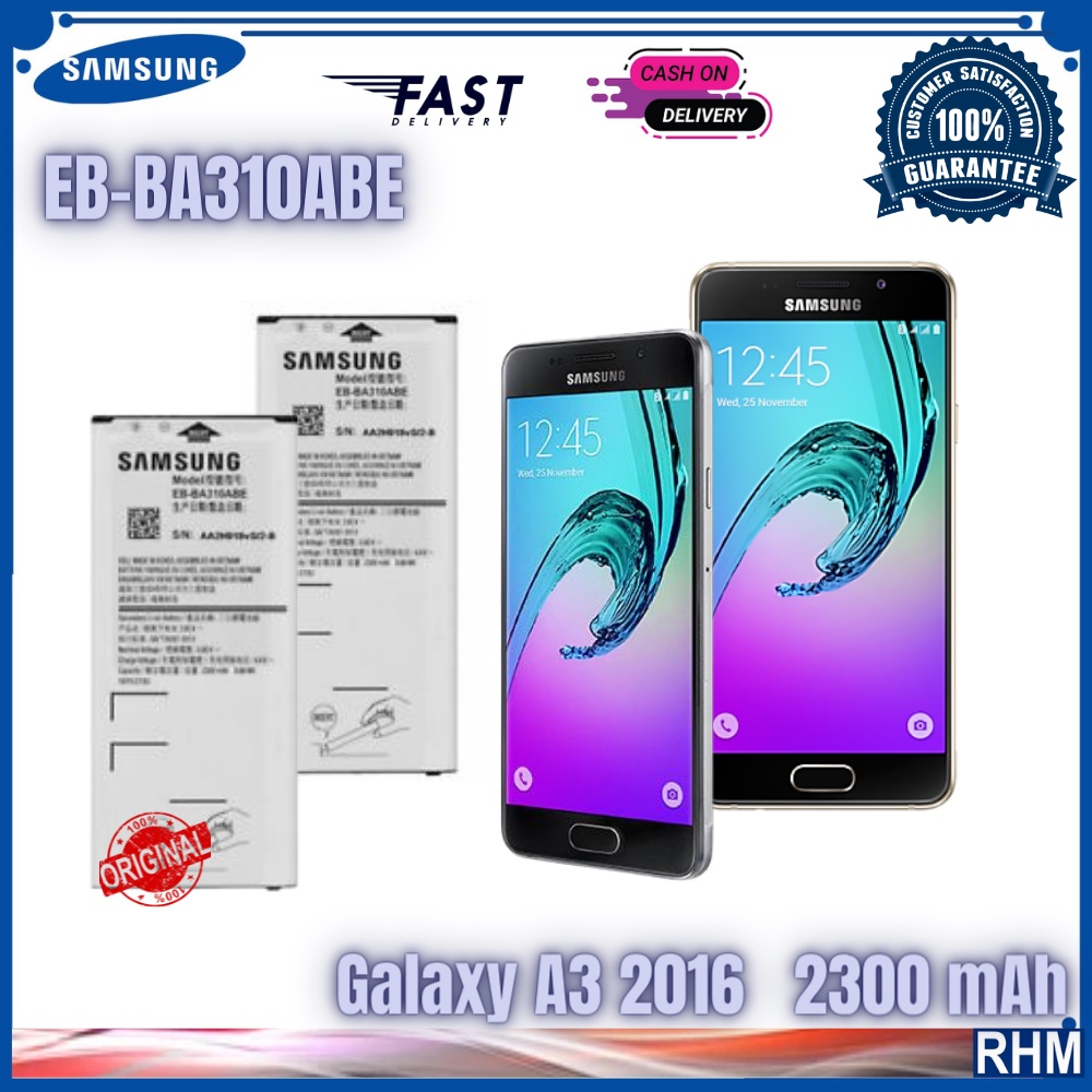 Samsung Galaxy A3 (2016) A310/ A310F/ SM-A310 Battery, Model EB-BA310ABE 2300 mAh | Shopee ...