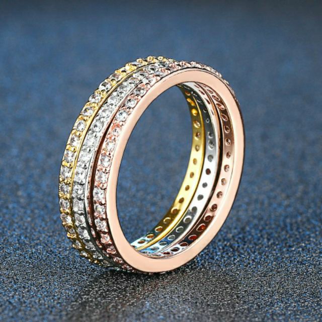 Tricolor Eternity Ring Set (3 pcs rings) | Shopee Philippines