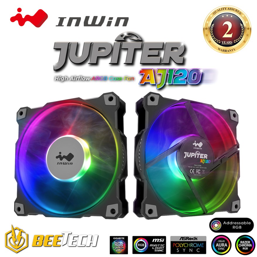 InWin Jupiter AJ120 Triple Pack ARGB Chassis Fan - InWin ARGB Fan ...