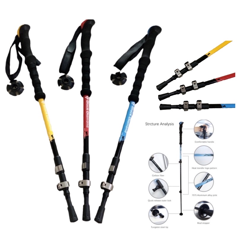 Black Diamond Ultra-light Trekking Pole/ hiking stick Quick release 3 ...
