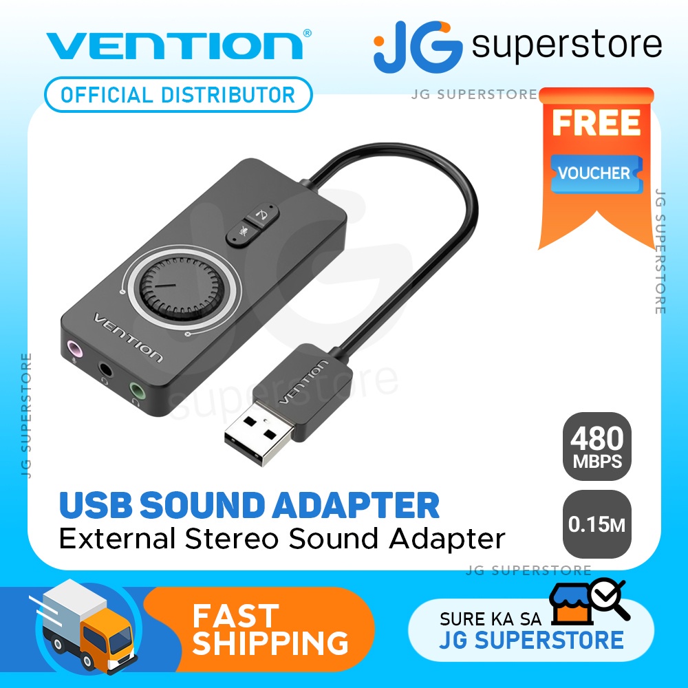 Vention USB 2.0 External Stereo Sound Adapter Card with Volume Control ...