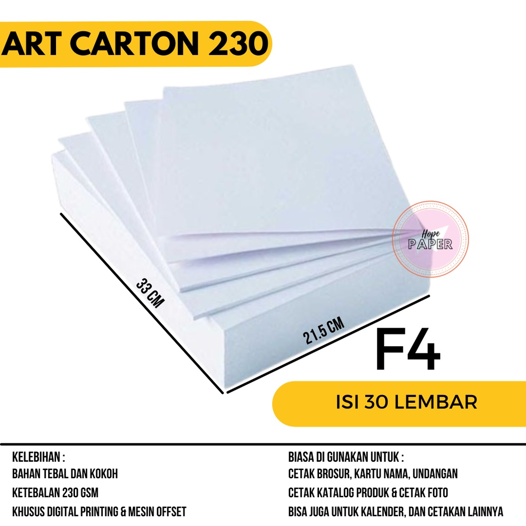 Art Paper Cardboard F4 230 gsm Contents 30 Sheets/Art Carton F4 Paper ...