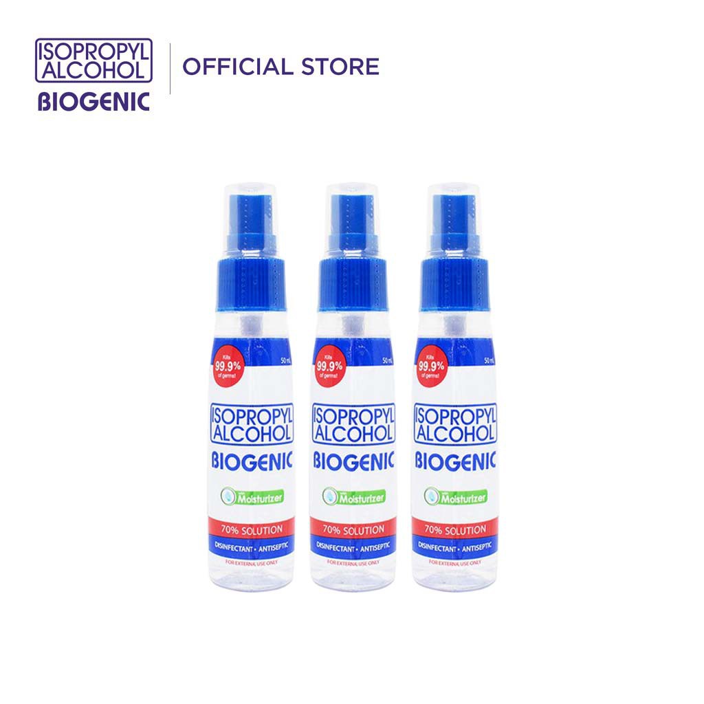 Biogenic 70% Isopropyl Alcohol Solution Spray 50ml x3 | Shopee Philippines