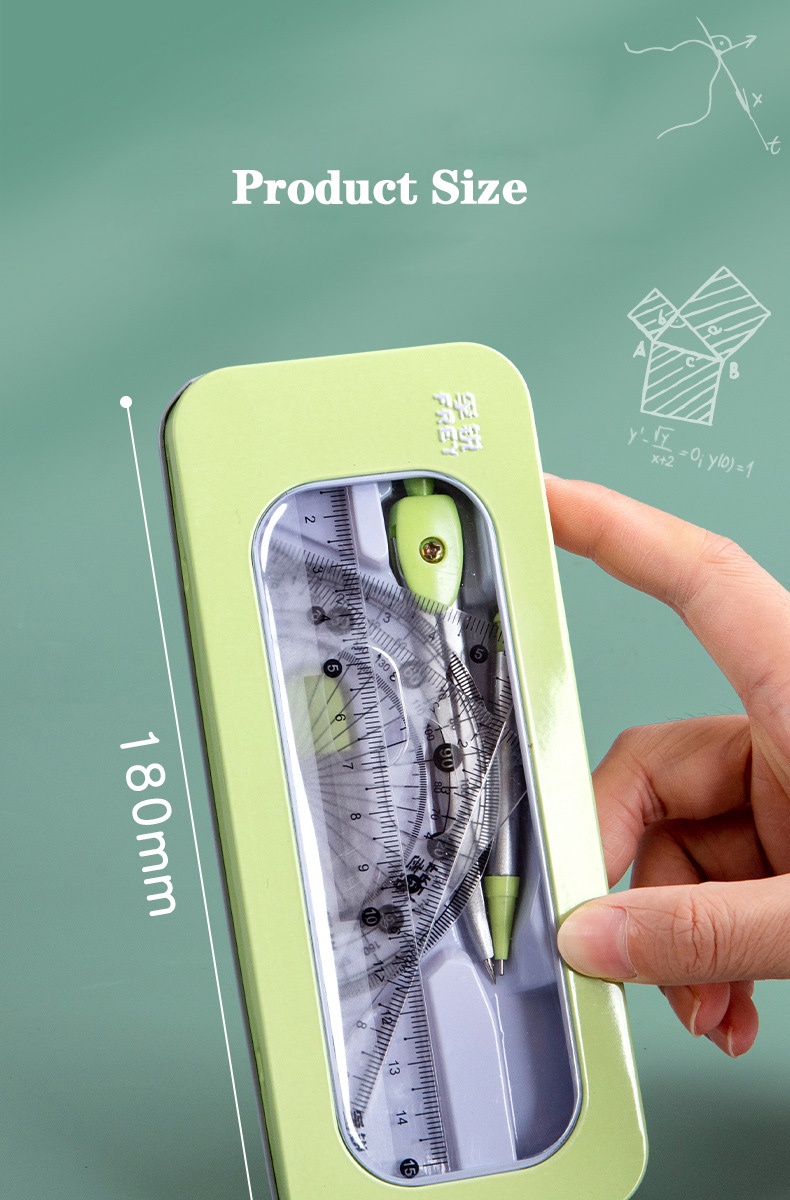 7Pcs/Set Geometry Compasses Ruler Kit Protractor, Triangle Square ...