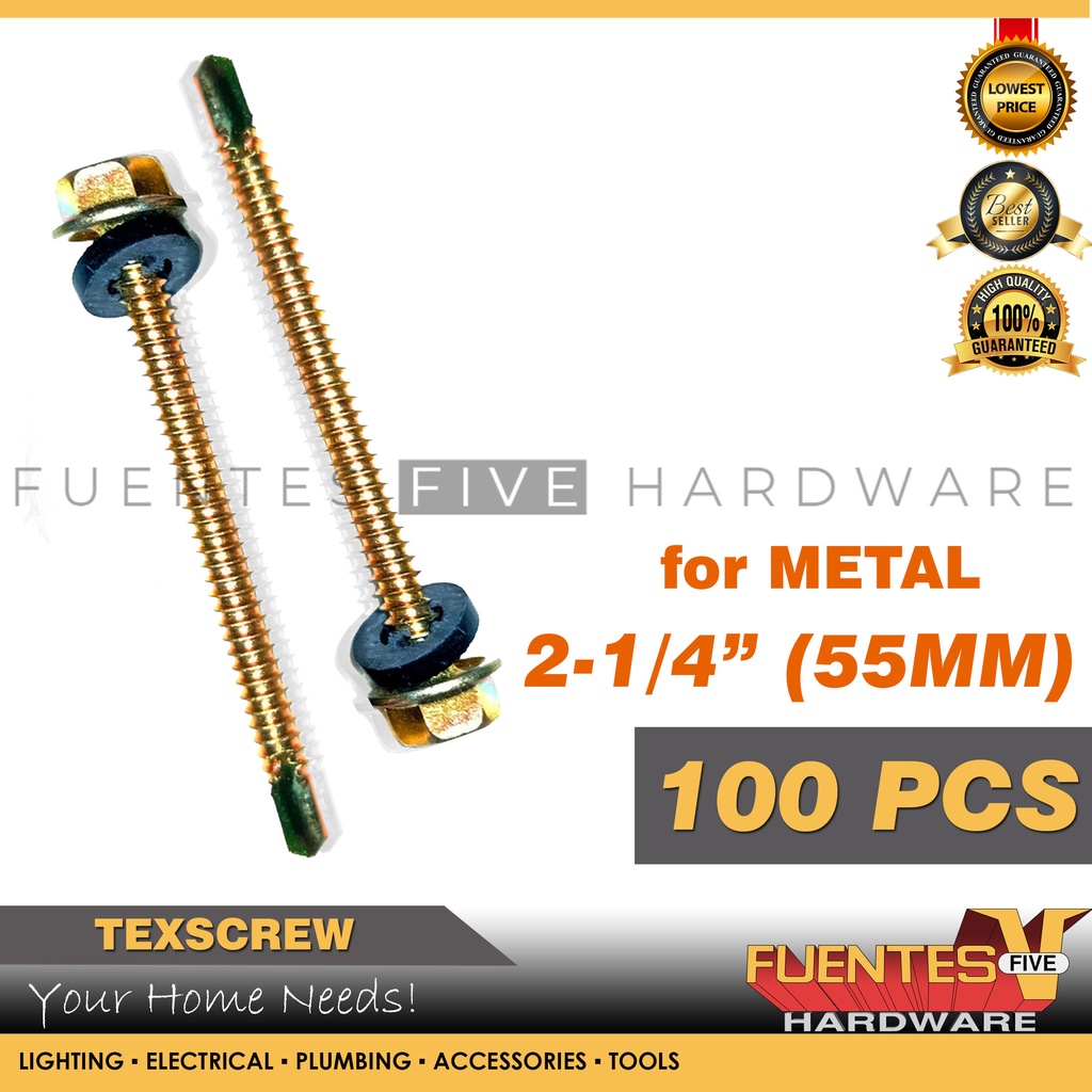 100pcs Tekscrew / Texscrew for Metal #55mm (2-1/4") | Shopee Philippines