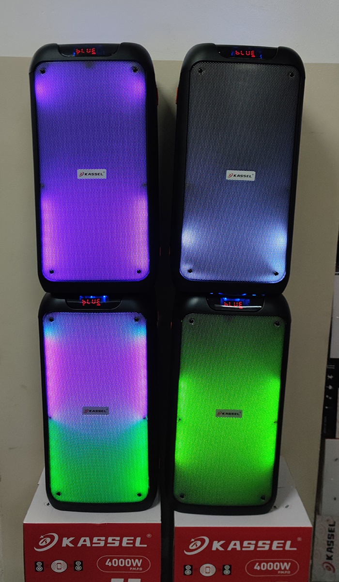 KASSEL 2x8" Flame Lamp TWS Portable Bluetooth Speaker Free Wireless Mic ...