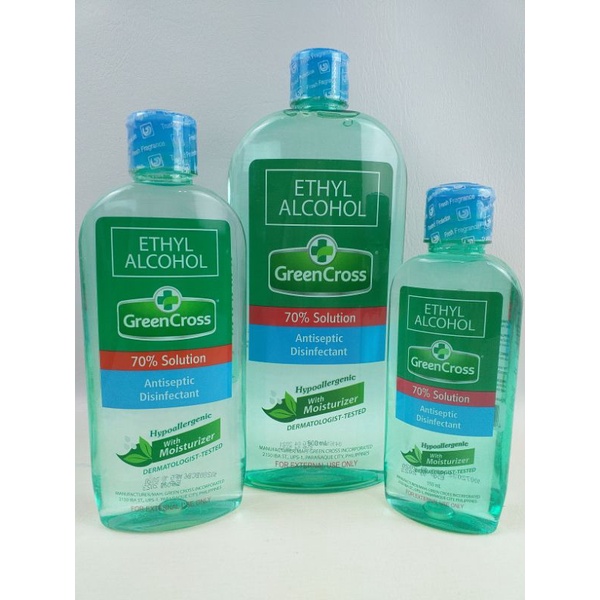 Green Cross Alcohol 70% Solution Hypoallergenic With Moisturizer 150ml-250ml-500ml | Shopee ...