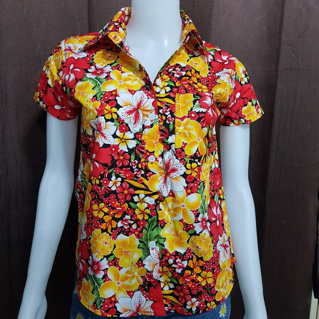 The Flower Pattern Shirt Is Very Bright In Male And Female Sizes. It ...