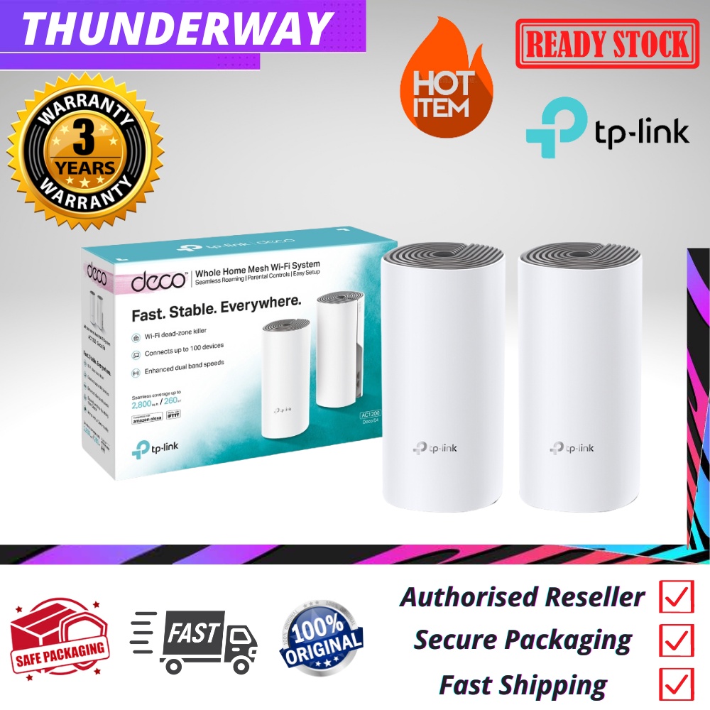 TP-LINK Deco E4 2-Pack Ac1200 Whole Home Mesh Wi-Fi System | Shopee ...