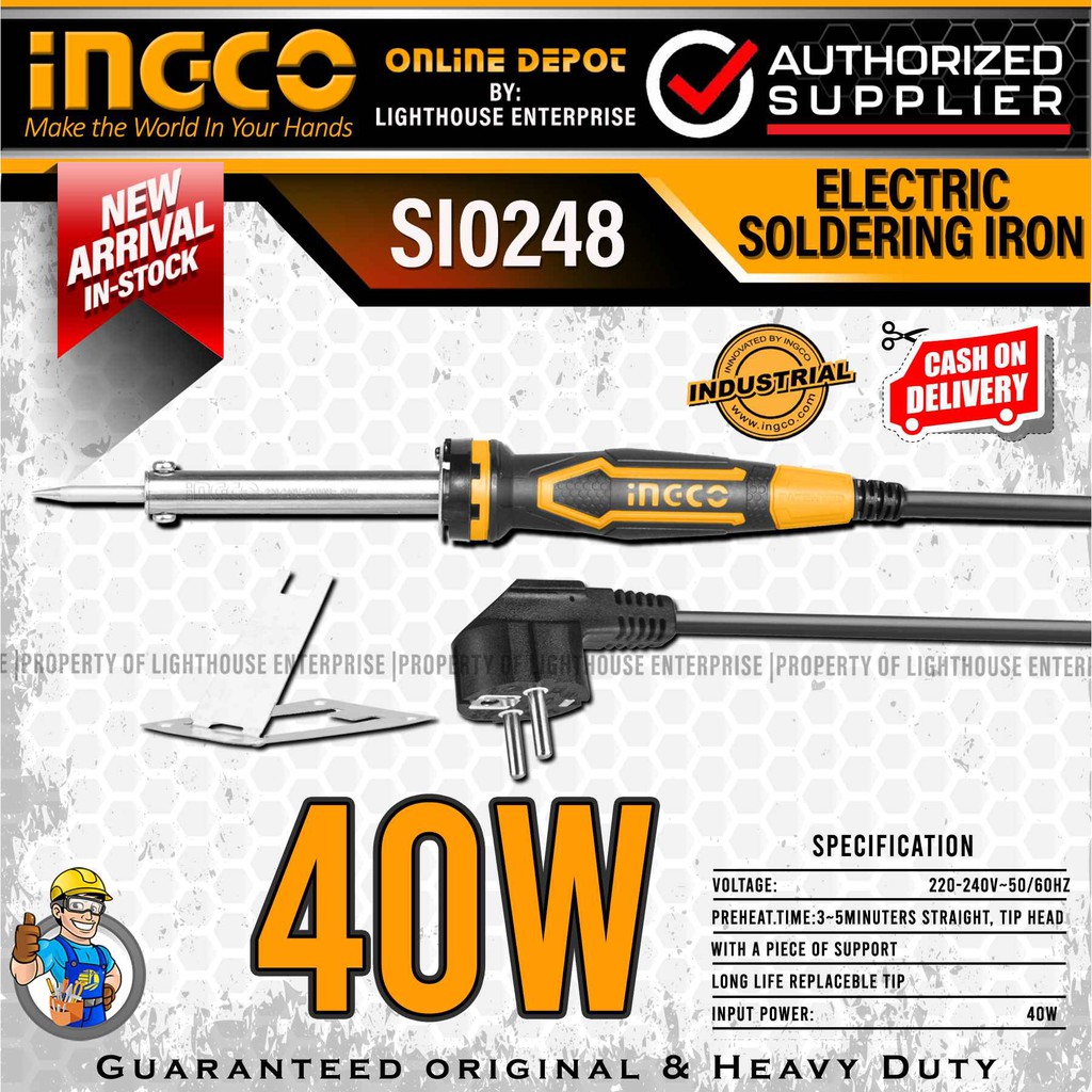 INGCO Industrial 40W Electric Soldering Iron (SI0248) *LIGHTHOUSE ...