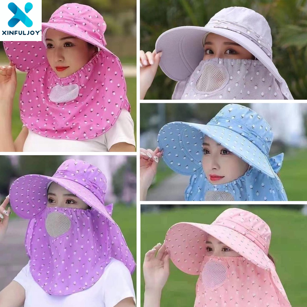 Sunscreen Hat Women's Summer Face Mask Sunshade Hat with Big Edge ...