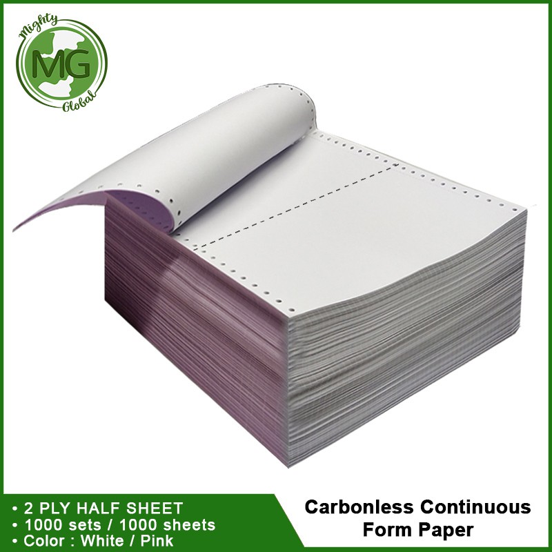 2 Ply Half Sheet 9.5 x 5.5" Carbonless Continuous Paper for Dot Matrix ...