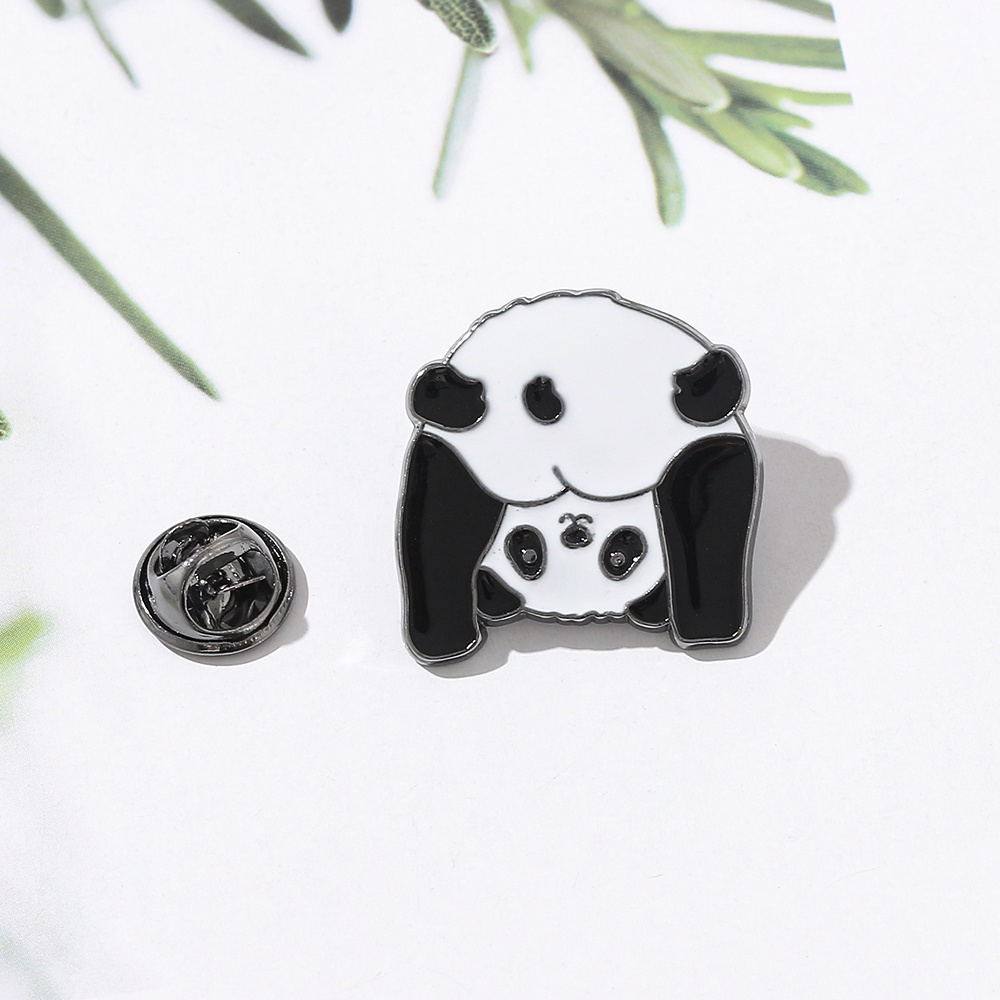Cute Cartoon Panda Butt Metal Enamel Pin Denim Shirt Collar Lapel Pins ...