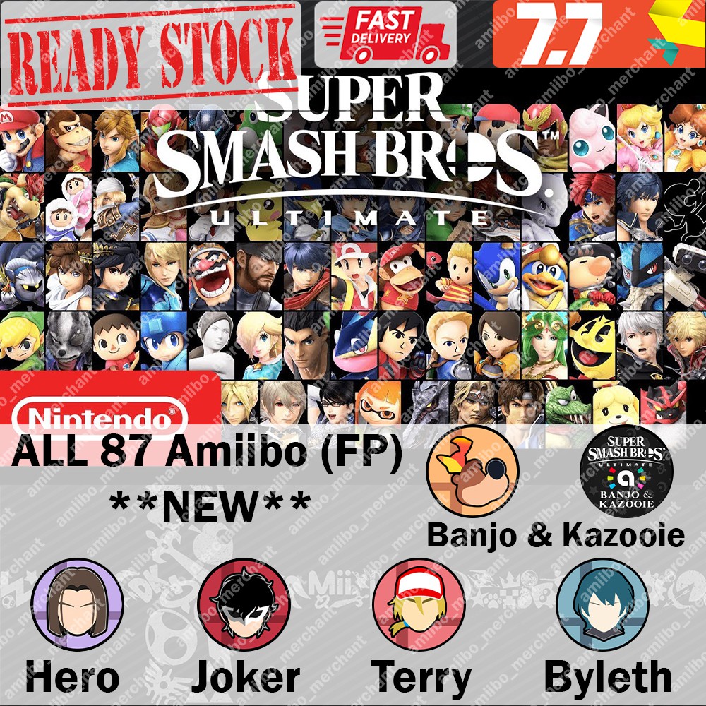 Super Smash Bros Ultimate SSBU Amiibo Hero Joker Banjo & Kazooie Terry ...
