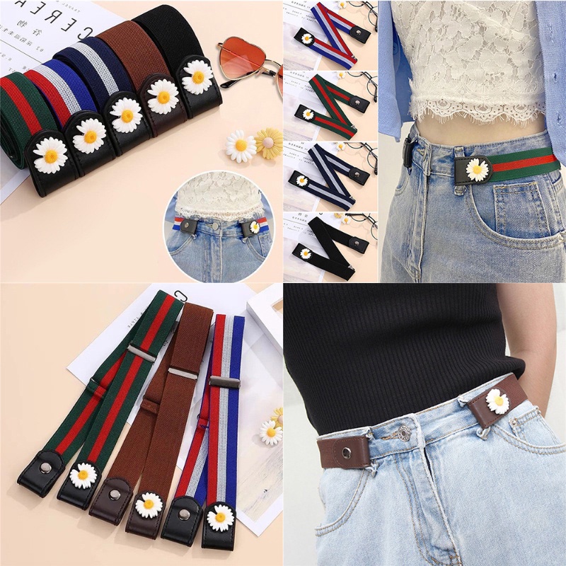 Korean Belt for Woman Buckle Free Invisible Belt Lazy Elastic Belt for ...