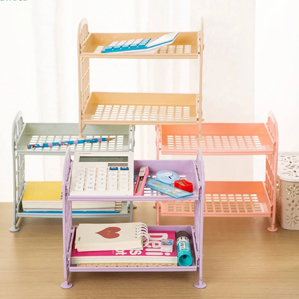 CZC Multi-purpose Double-storey Mini Plastic Shelf Desk Shelves ...