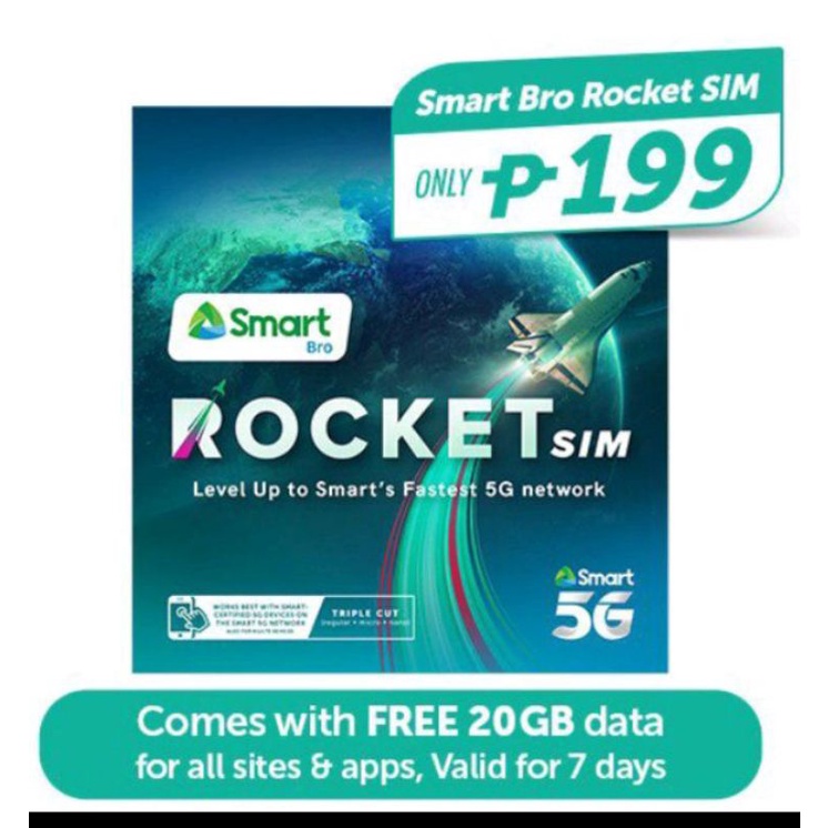 Smart Bro ROCKET SIM UNLI DATA for 30 days | Shopee Philippines