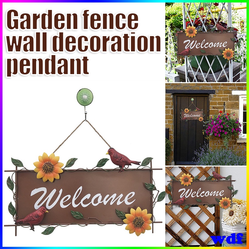 Metal Welcome Sign with Sunflower & Bird Decor Vintage Wall Hanging ...