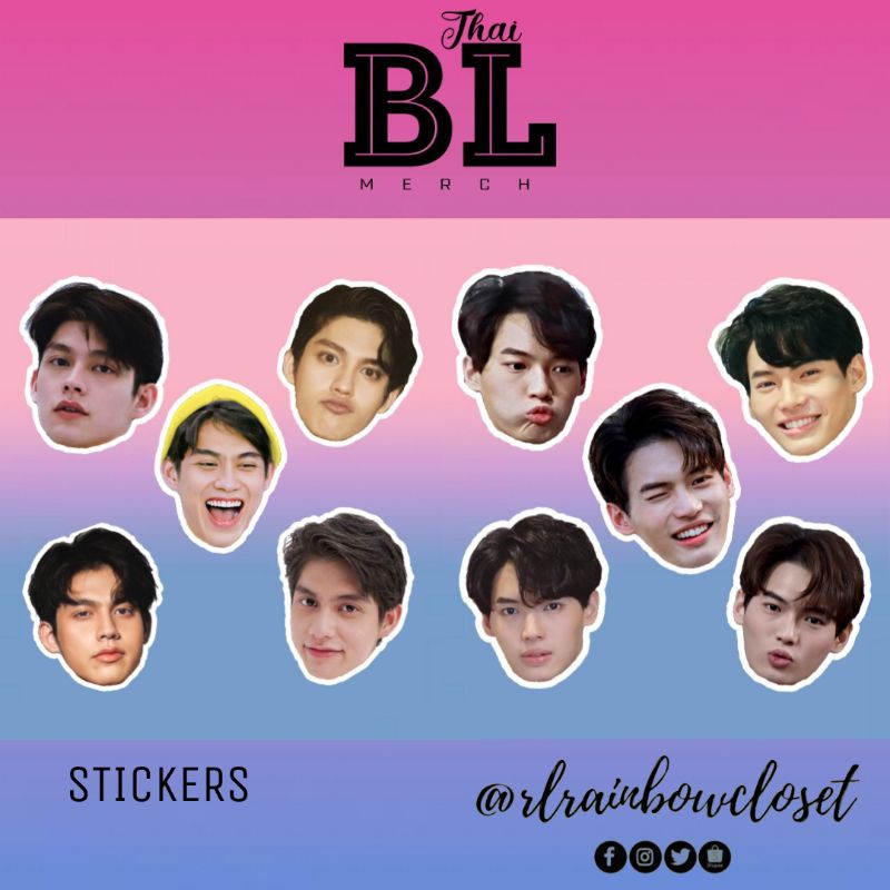 Bright Vachirawit & Win Metawin BrightWin Laminated Bubble Head Sticker ...