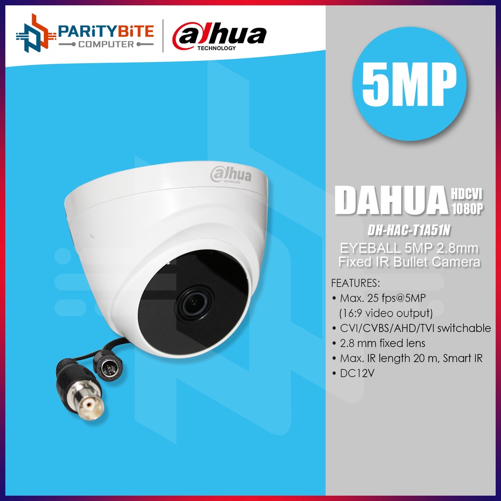 Dahua 5MP DH-HAC-T1A51N 2.8mm Analog IR Eyeball Camera | Shopee Philippines