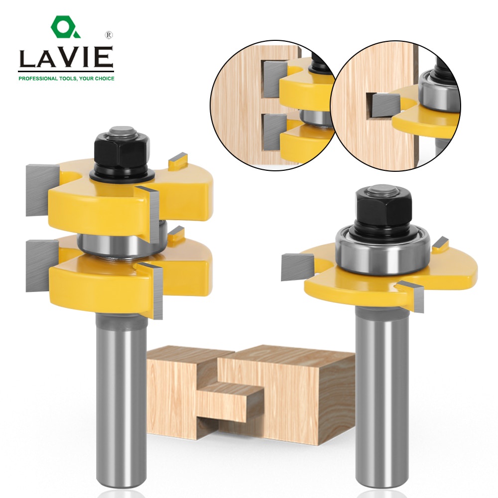 LAVIE 2pcs 12MM 1/2 Shank Tenon Floor Bits T type Groove and Tongue ...