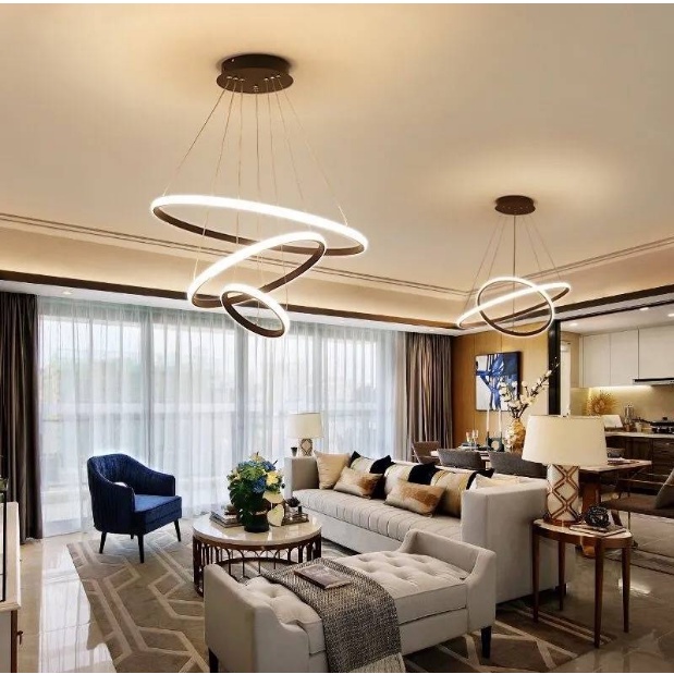 Ceiling light three-color light three-ring light living room dining ...