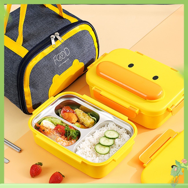 MY Portable Bento Lunch Box Cartoon Duck 316 Stainless Steel Leakproof ...