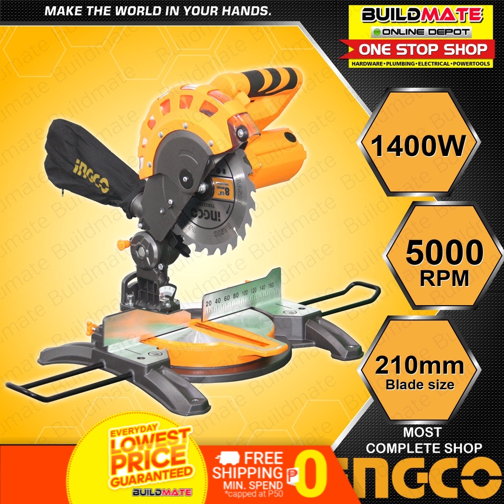 BUILDMATE Ingco 1400W 8-1/4" Cutter Cutting Miter Saw for Wood ...
