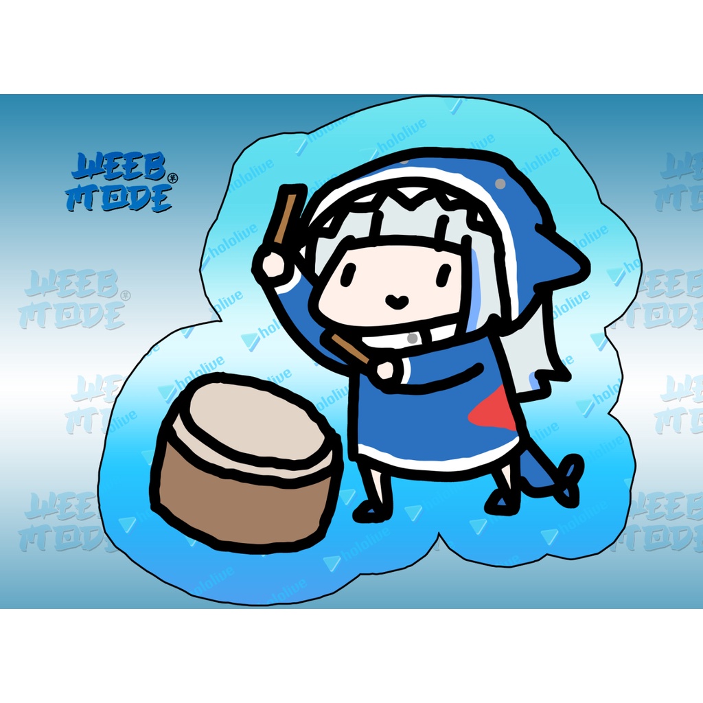 Gawr Gura Hololive Smol Gooba Taiko Plug Shark Vtuber Style Pillow Full ...