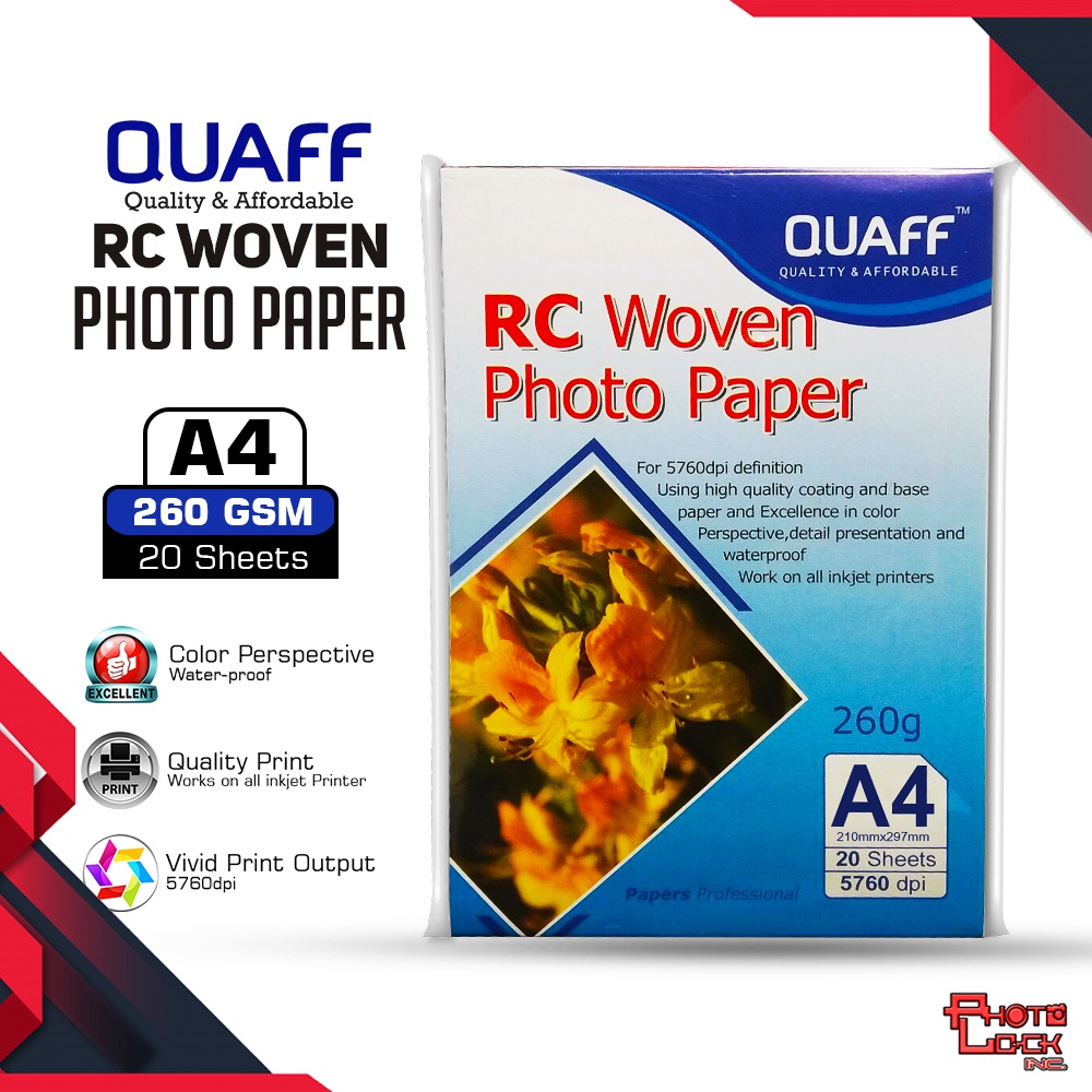 Quaff Rc Woven Photo Paper 260gsm Resin Coated 20 Sheets | Shopee ...
